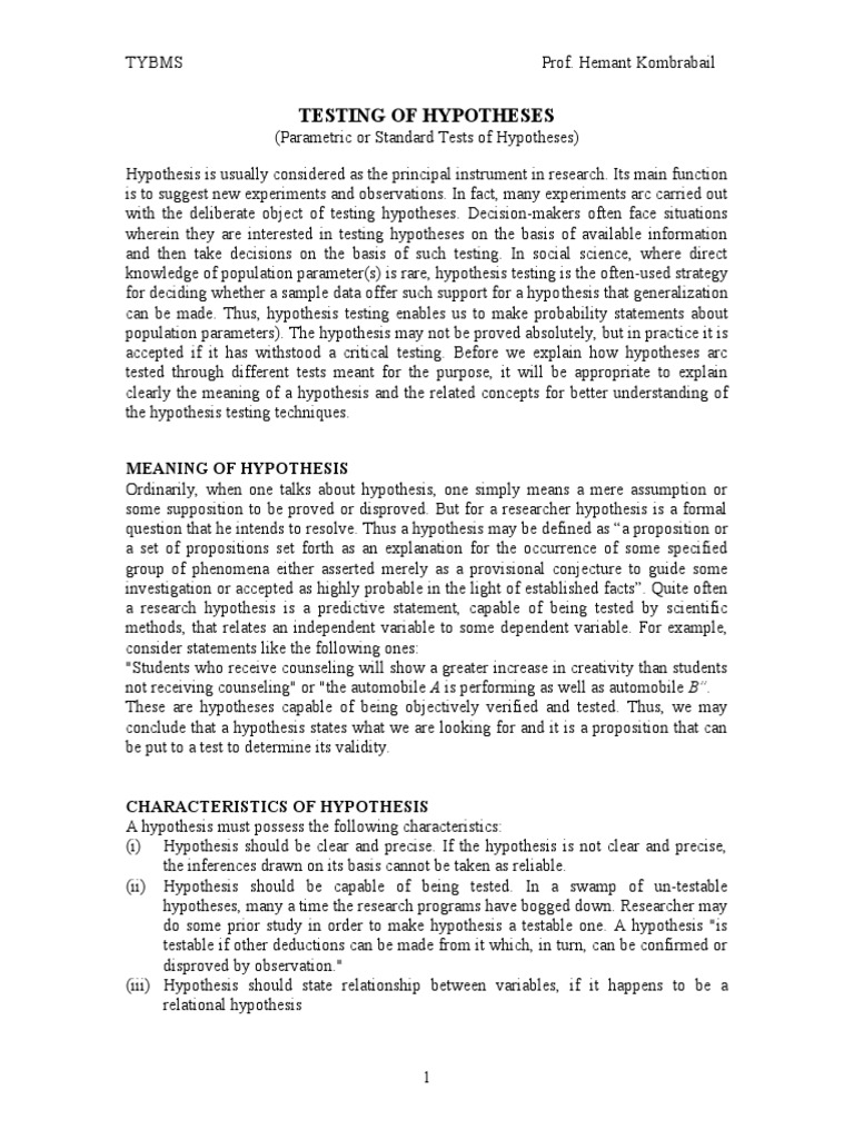 Hypothesis Testing in Research Methods | PDF | Statistical Hypothesis ...