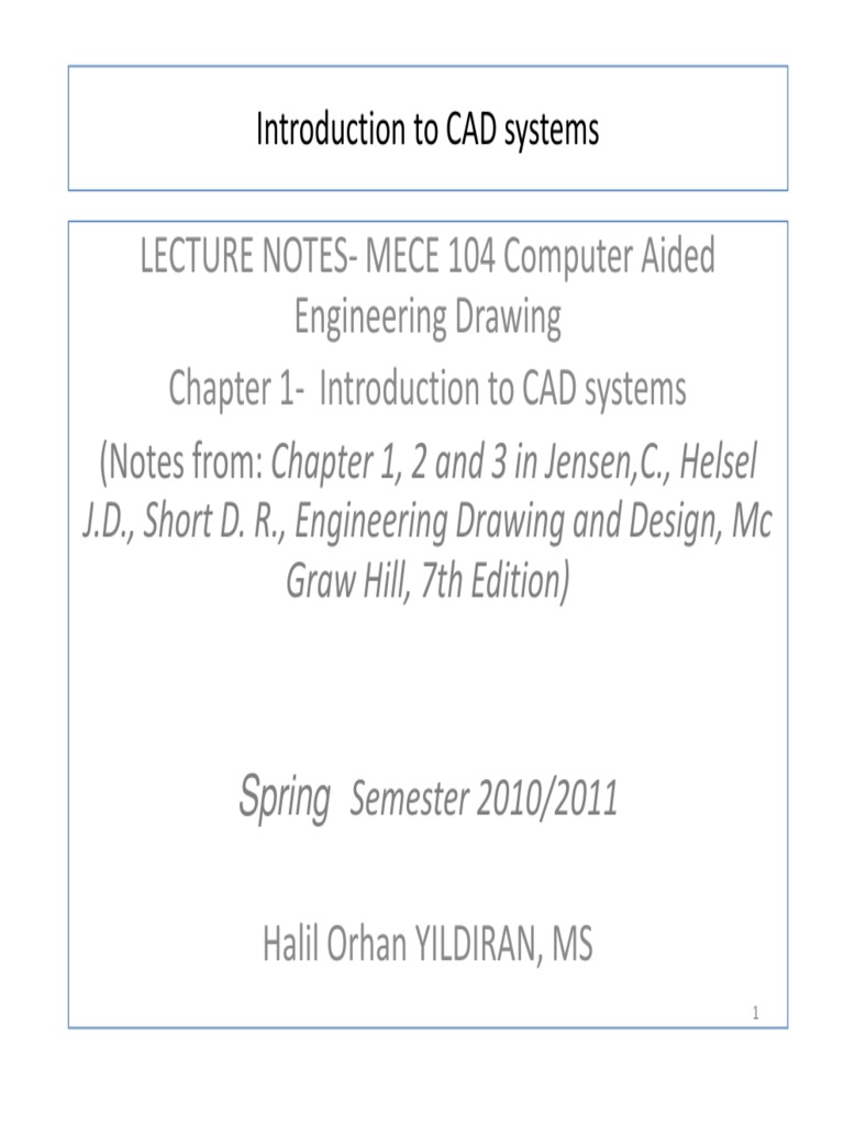 LECTURE NOTES-MECE 104 Computer Aided Engineering Drawing Chapter 1 ...