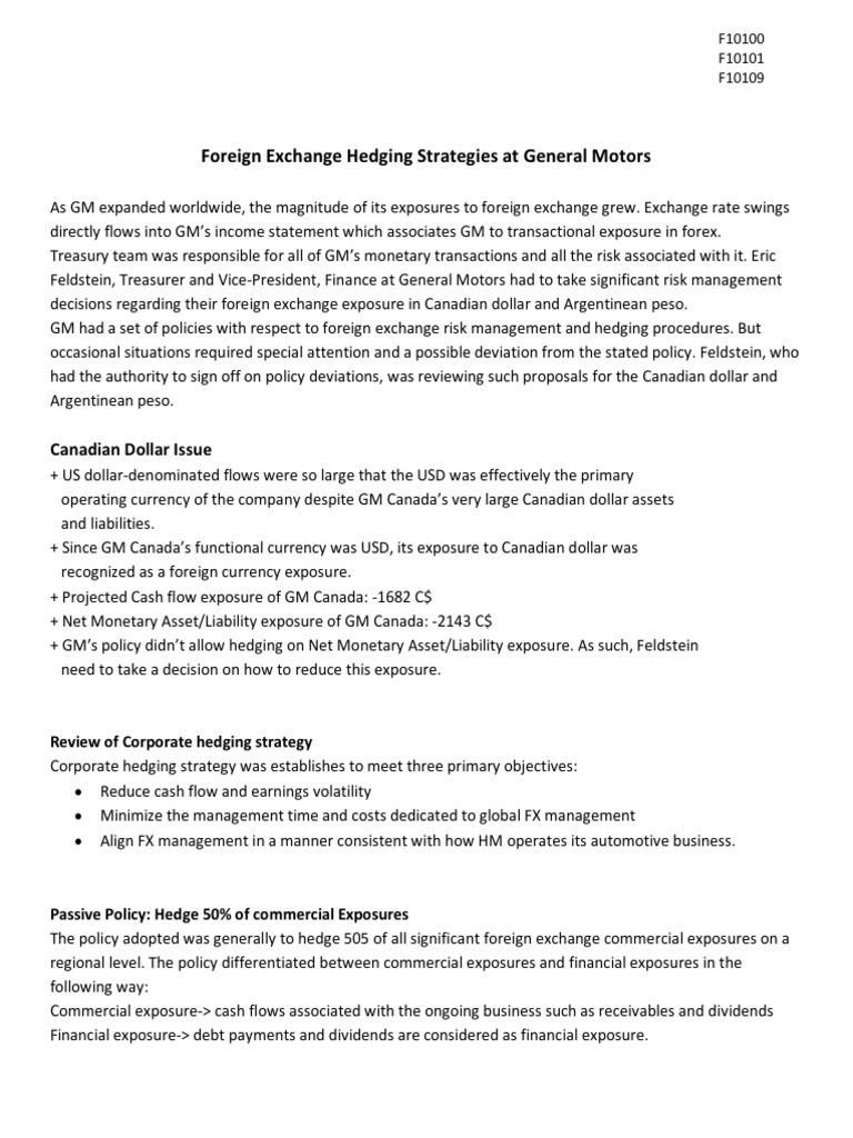 GM Forex Hedging Strategies Analysis | PDF | Foreign Exchange Market ...