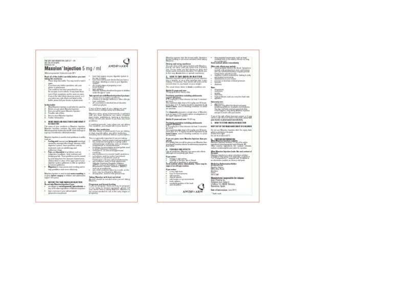 Maxolon* Injection 5 mg / ml | Nausea | Pharmaceutical Drug | Free 30 ...