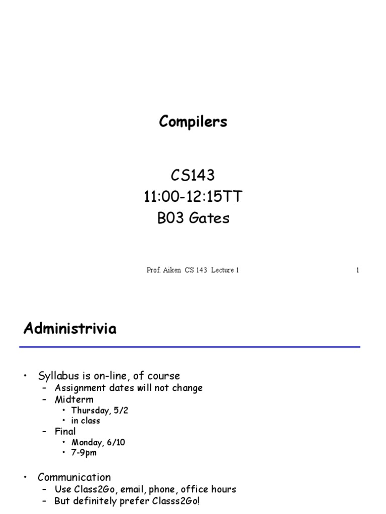 Lecture01 Introduction | PDF | Compiler | Program Optimization