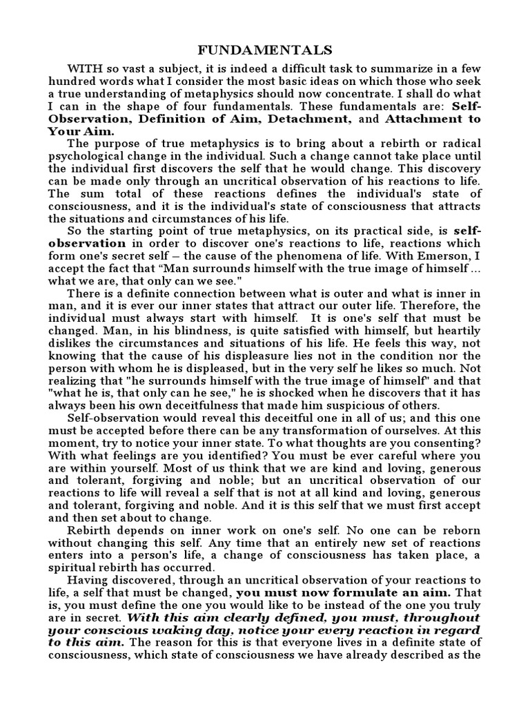 Fundamentals: Observation, Definition of Aim, Detachment, and ...