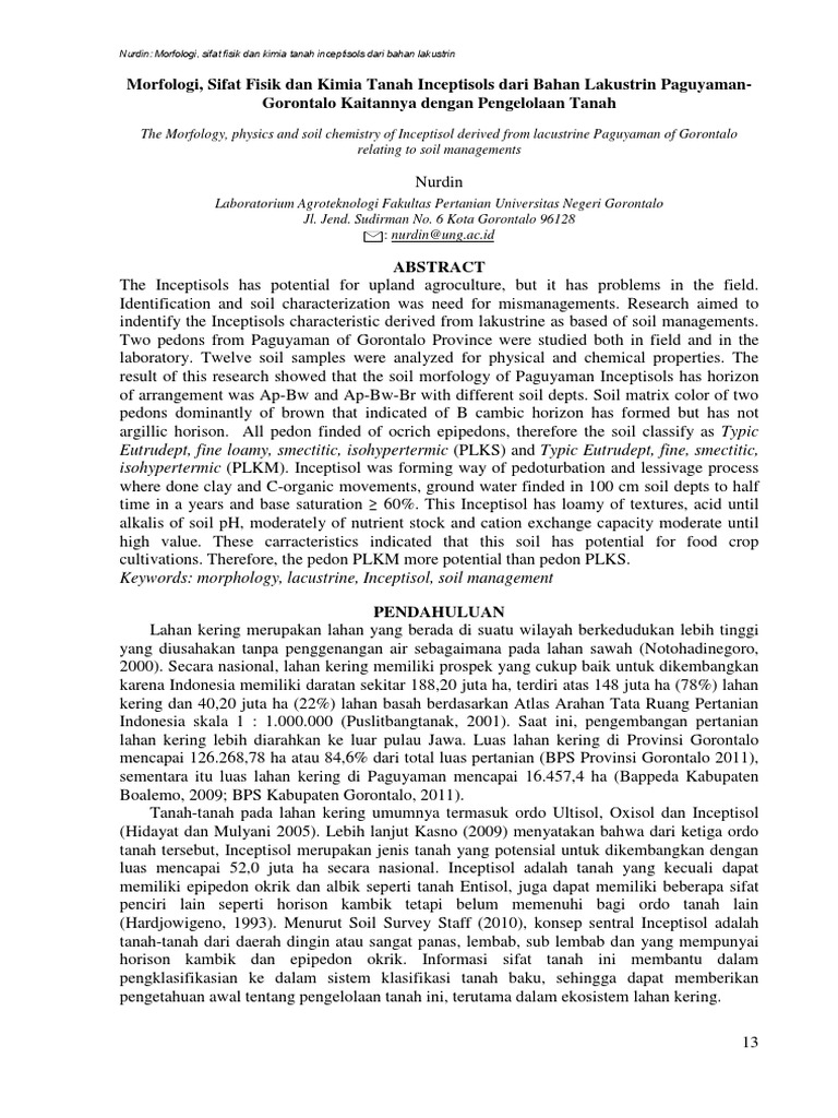 Morfologi, Sifat Fisik Dan Kimia Tanah Inceptisols. | PDF | Ilmu Sosial