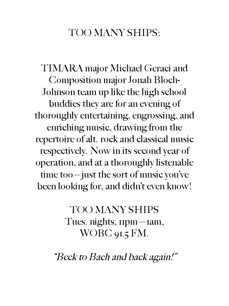 Too Many Ships: Alt Rock & Classical Radio | PDF | Performing Arts ...