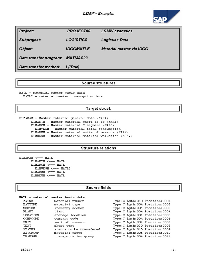 Example Material Master Via Idoc | PDF | Computing | Business