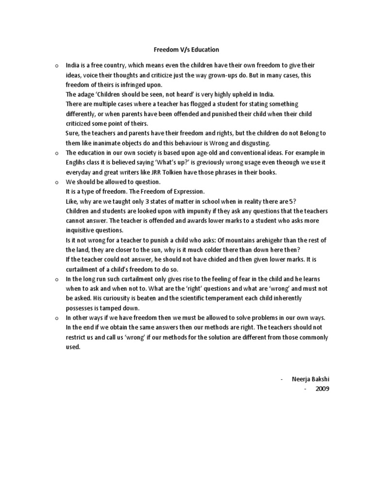 Freedom of Expression in Education | PDF