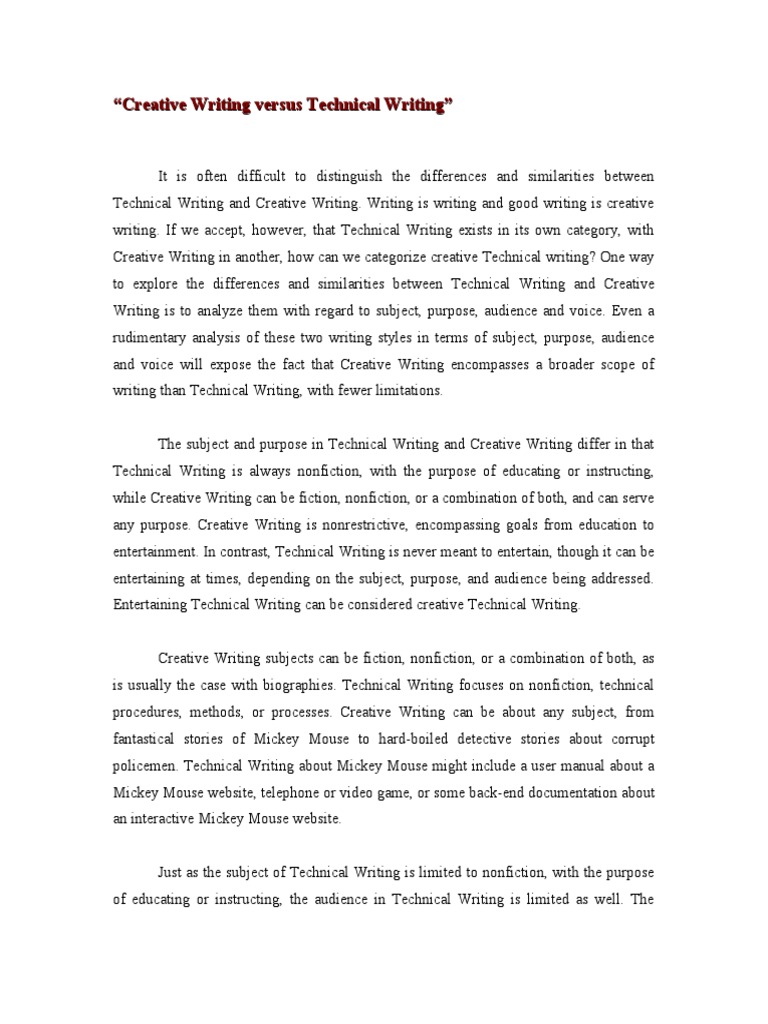Distinguishing Technical and Creative Writing | PDF | Communication ...