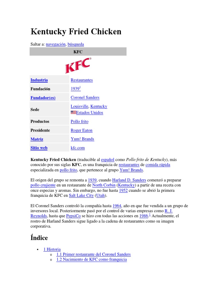 Kentucky Fried Chicken | PDF | Alimentos | Comida rápida