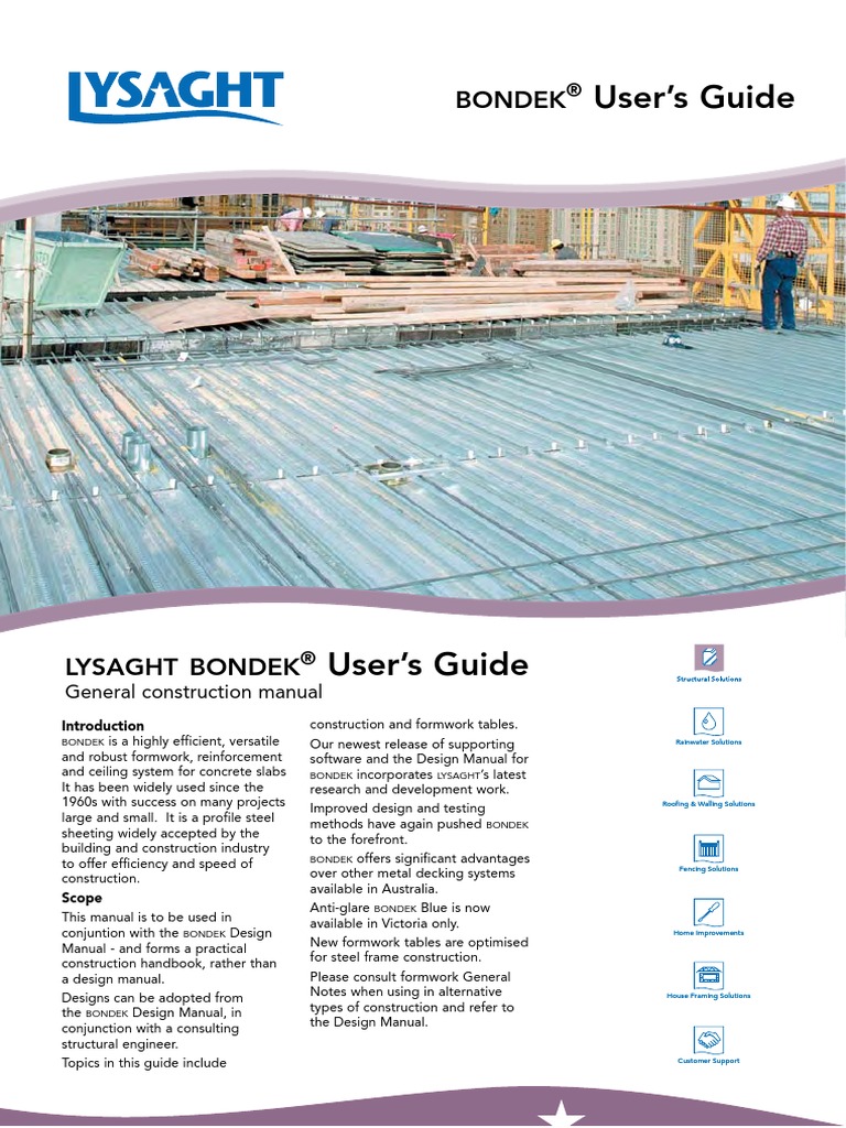 Bondek User Guide | Framing (Construction) | Concrete