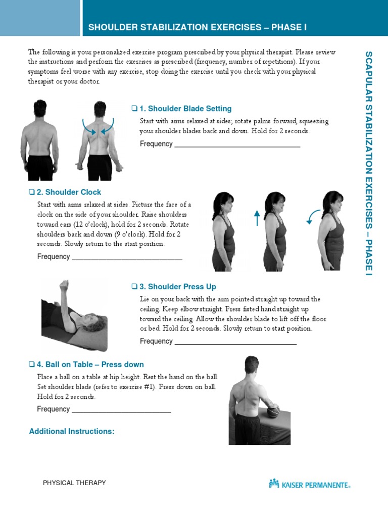 Shoulder Stabilization Exercises - Phase I | PDF | Shoulder | Frequency