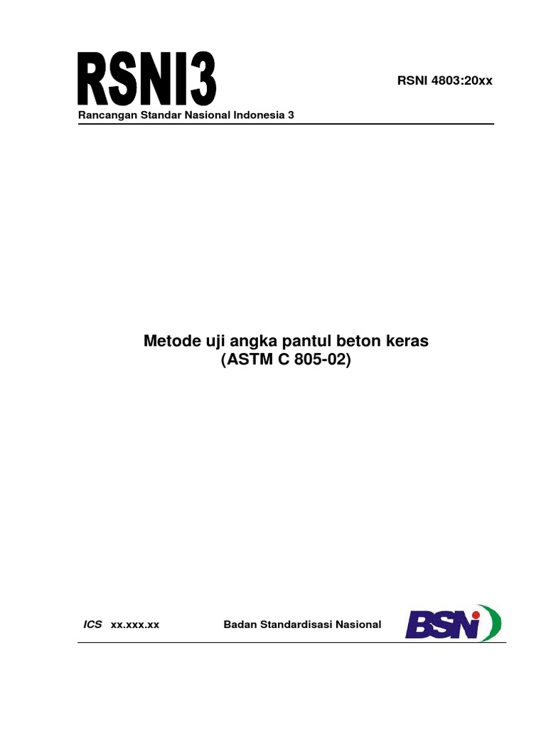 RSNI 4803-2000 - Metode Uji Angka Pantul Beton Keras (ASTM C 805-02) | PDF