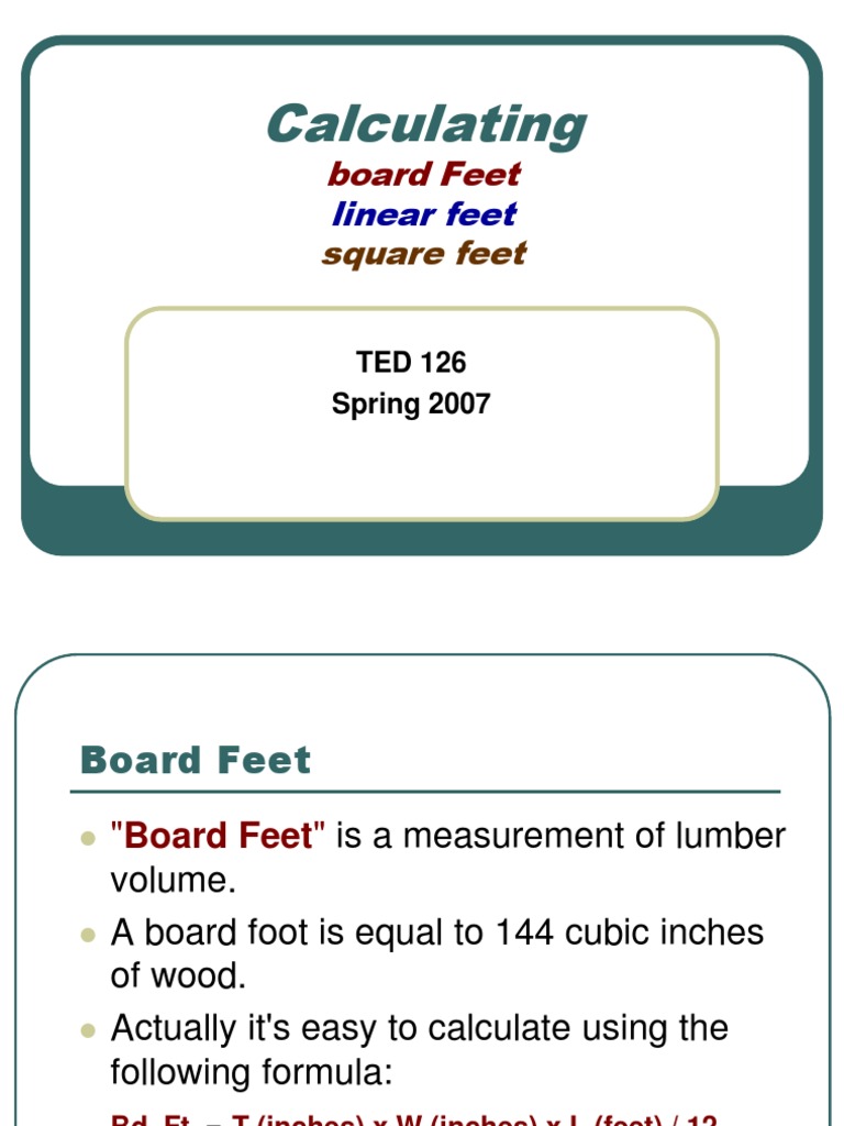 Calculating Board Feet | Foot (Unit) | Inch