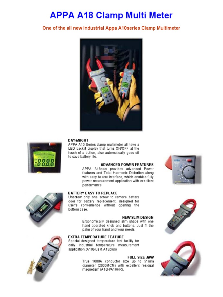 APPA A18 Clamp Multi Meter | PDF | Power Supply | Electromagnetism