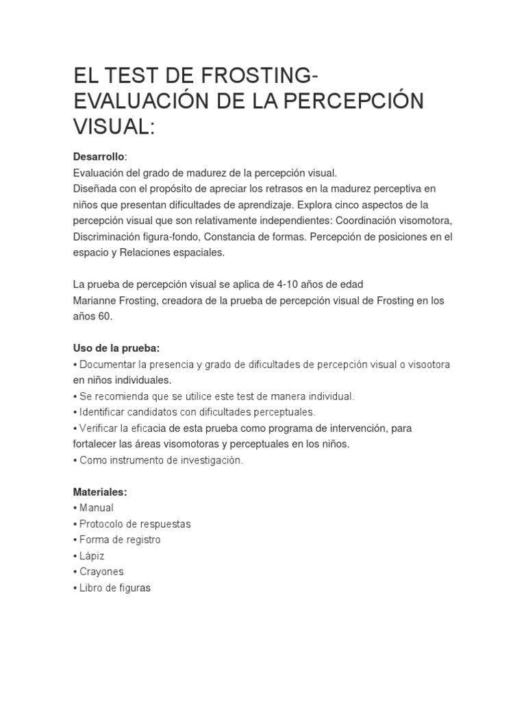 El Test de Frosting | PDF | Percepción | Ciencia cognitiva