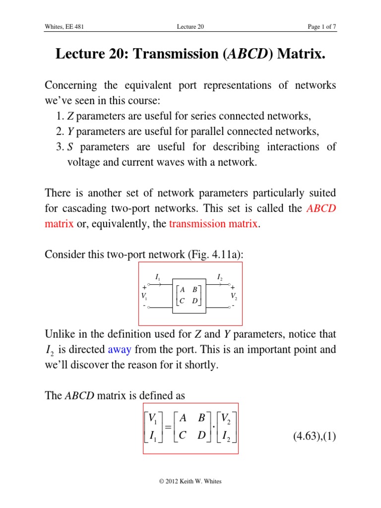Transmission Matrix (ABCD) | Theoretical Physics | Linear Algebra