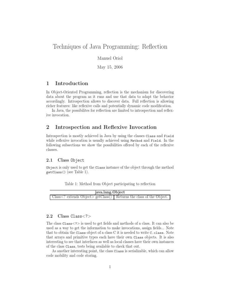 Techniques of Java Programming: Reflection: Manuel Oriol May 15, 2006 ...