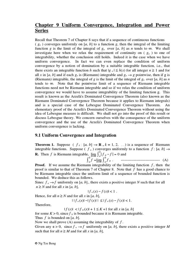Chapter 9 Uniform Convergence and Integration | PDF | Lebesgue ...