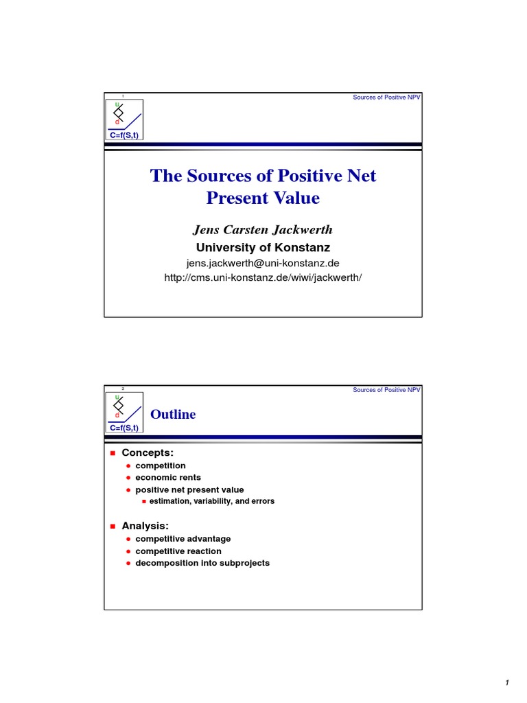 11sources of Positive NPV E | PDF | Net Present Value | Profit (Economics)