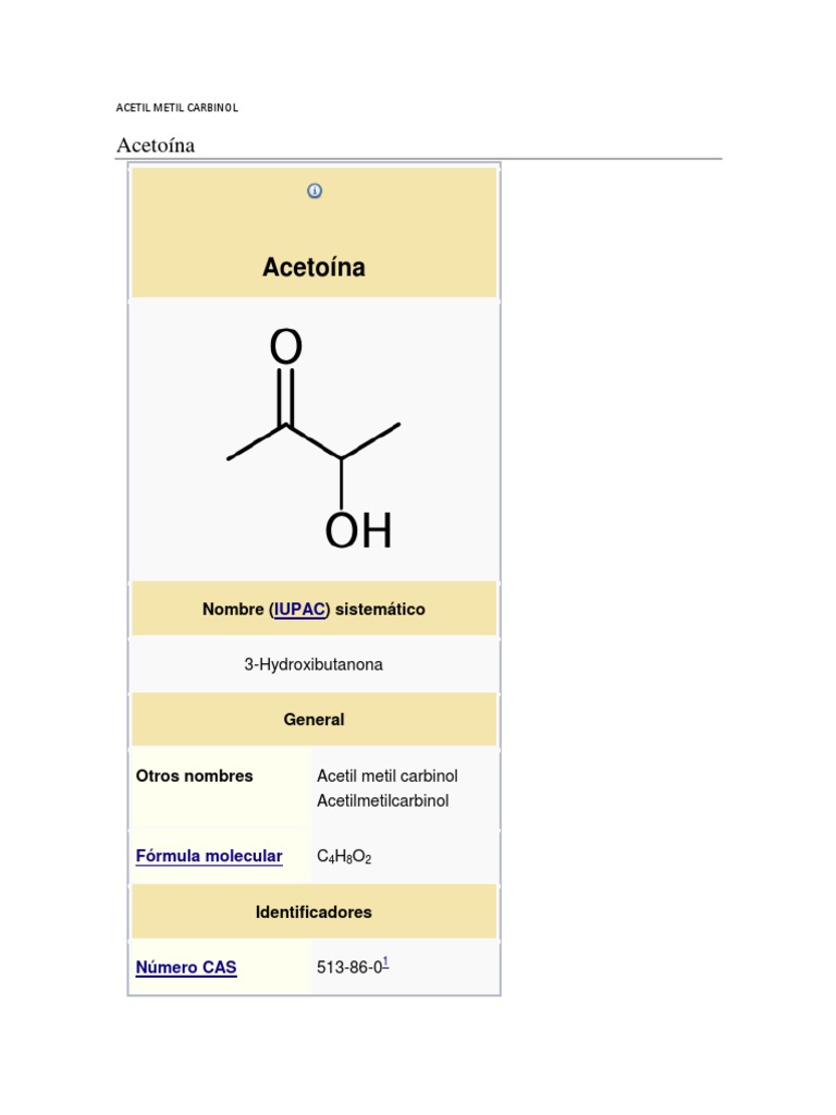 Acetoína Propiedades Y Usos Pdf Sustancias Químicas Química
