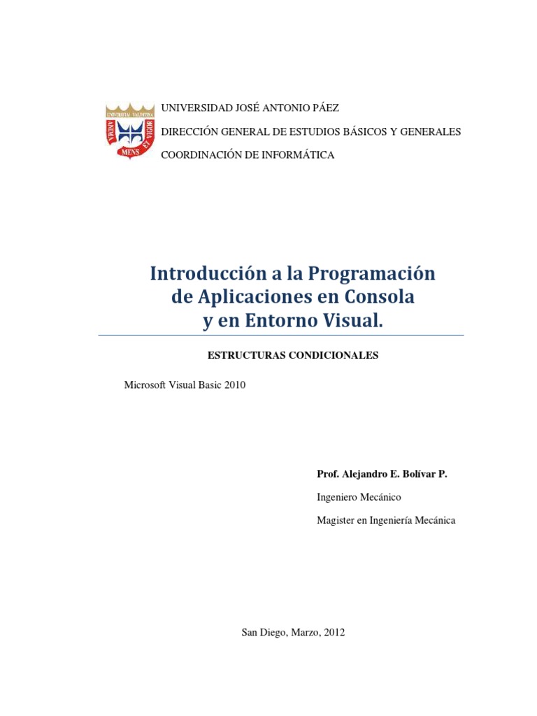 Estructuras Condicionales en Visual Basic | PDF | Flujo de control | Programación de computadoras