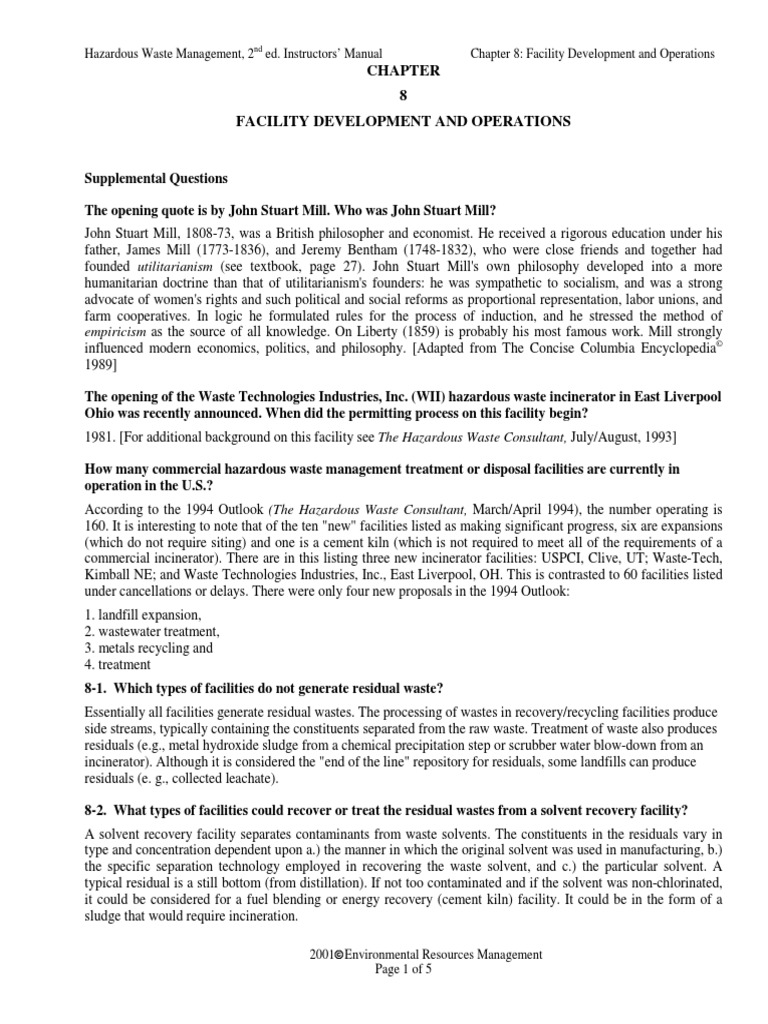 Chapter 8 HWM 2nd Ed Solutions | PDF | Hazardous Waste | John Stuart Mill