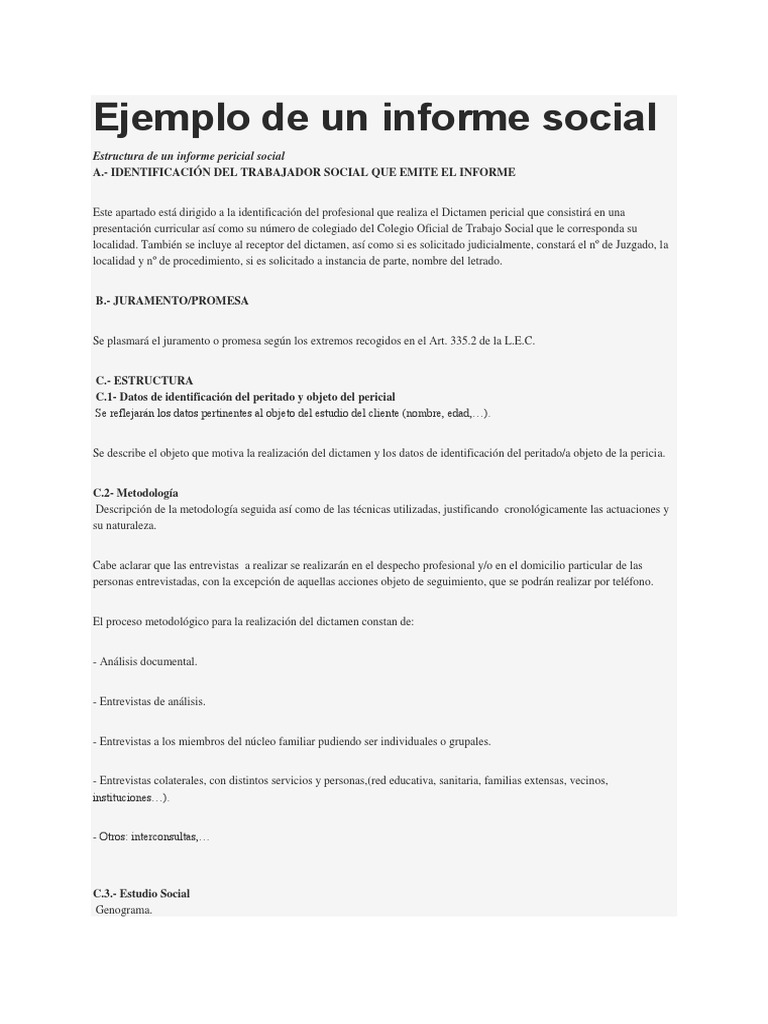 Ejemplo de Un Informe Social | PDF | Trabajo Social | Pensión