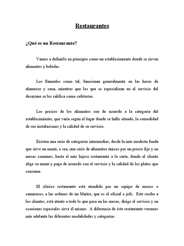 Restaurant | PDF