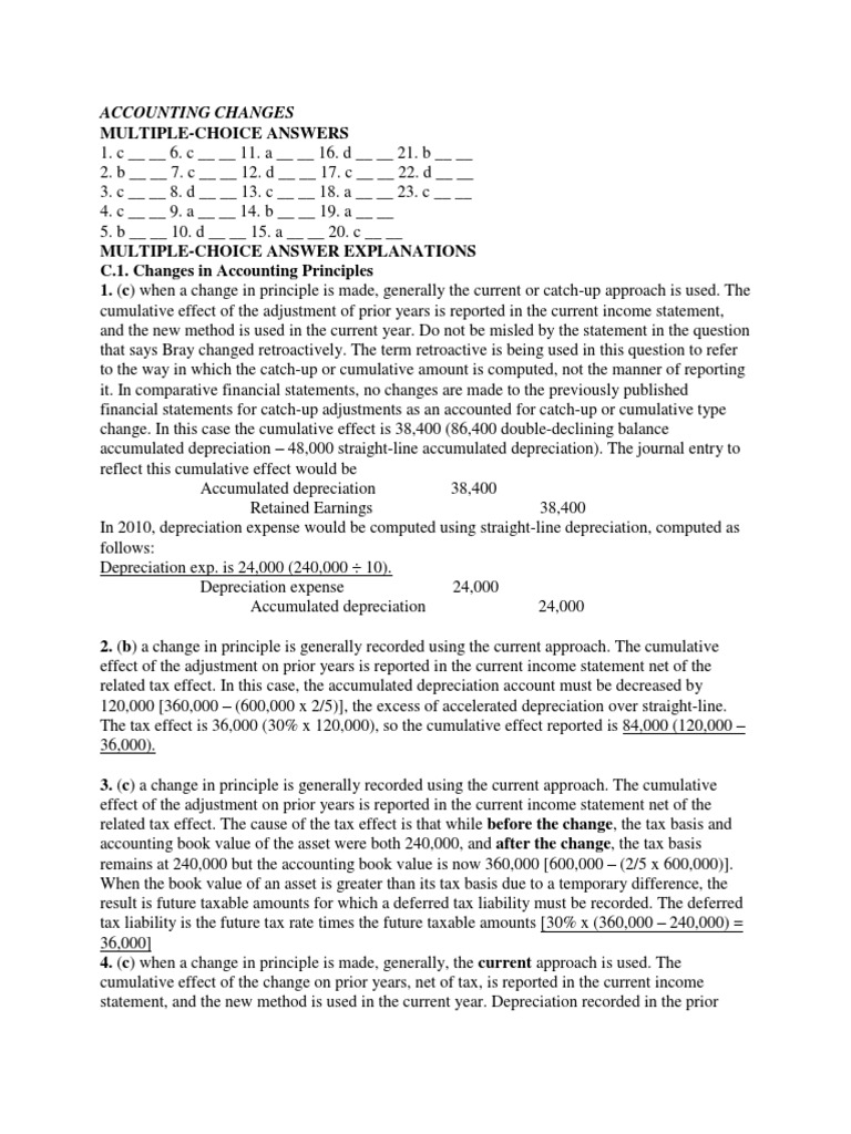 Accounting Change Answer Key | PDF | Deferred Tax | Financial Accounting
