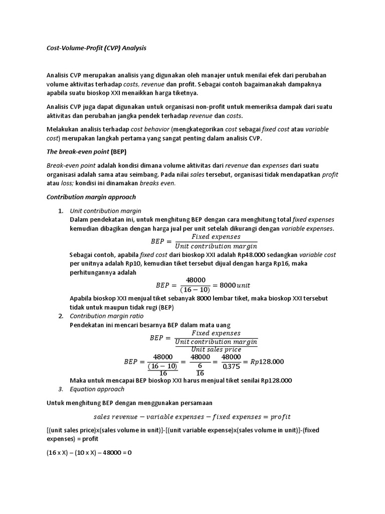 Pertemuan 10 Akmen - CVP Analysis | PDF