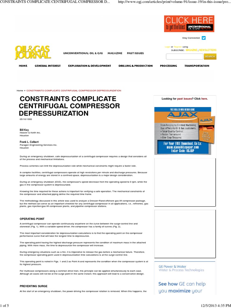 Constraints Complicate Centrifugal Compressor Depressurization - Oil ...