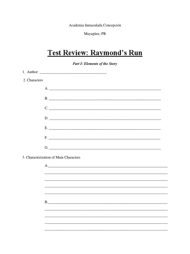 Exam Review Raymond's Run | PDF