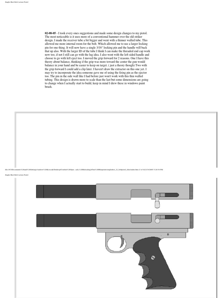 Single Shot Bolt Action Pistol Design | PDF | Military Technology | Rifle
