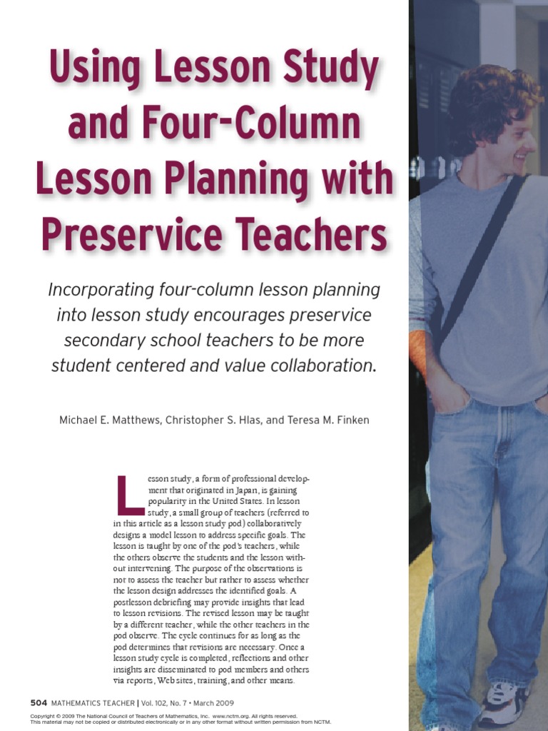 Using Lesson Study and Four Column Lesson Planning With Preservice ...