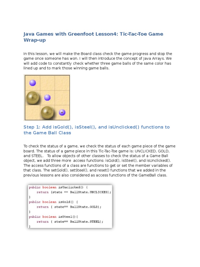 Java Games With Greenfoot Lesson4 Pdf Java Programming Language Subroutine
