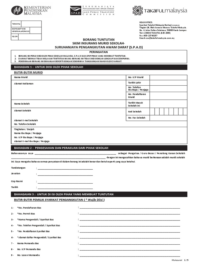 Borang Tuntutan Insurans | PDF