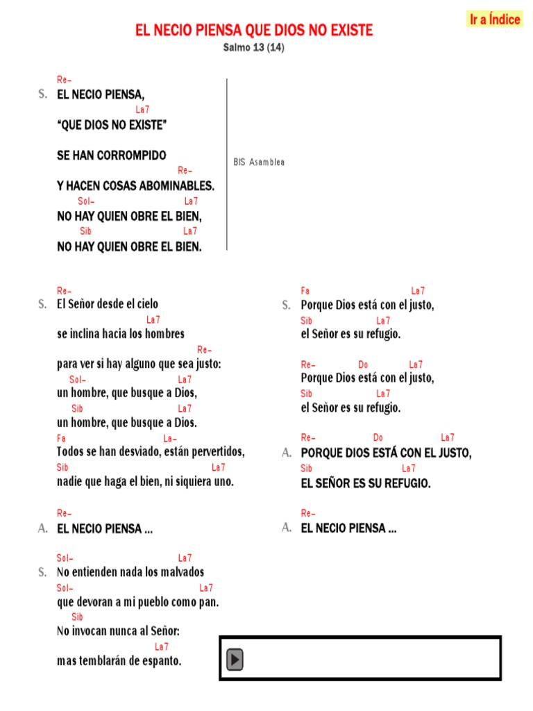 El Necio Piensa Que Dios No Existe - Sal 13 | PDF