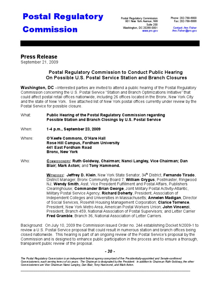 Postal Regulatory Commission | PDF | United States Postal Service ...