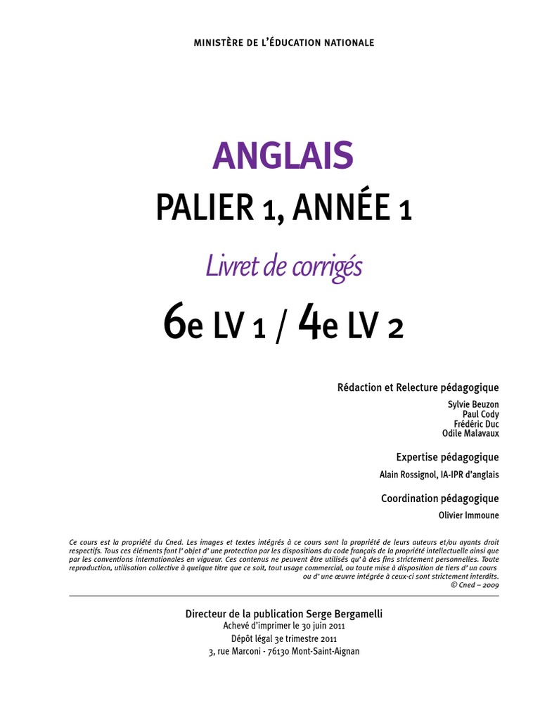 AL4AN61TEWB0112 Livret Corriges Partie 01 | PDF | Arts du langage et ...