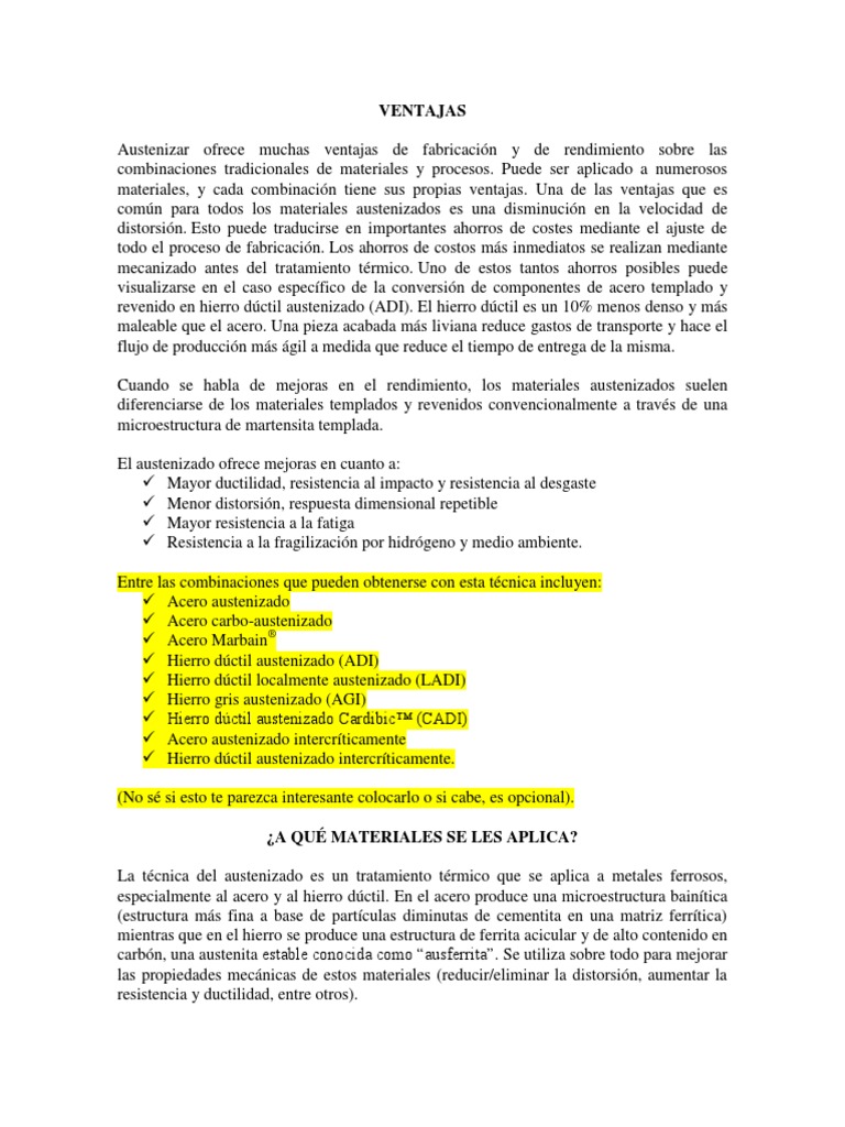 Ventajas de La Austenización | PDF | Ciencia y matemáticas