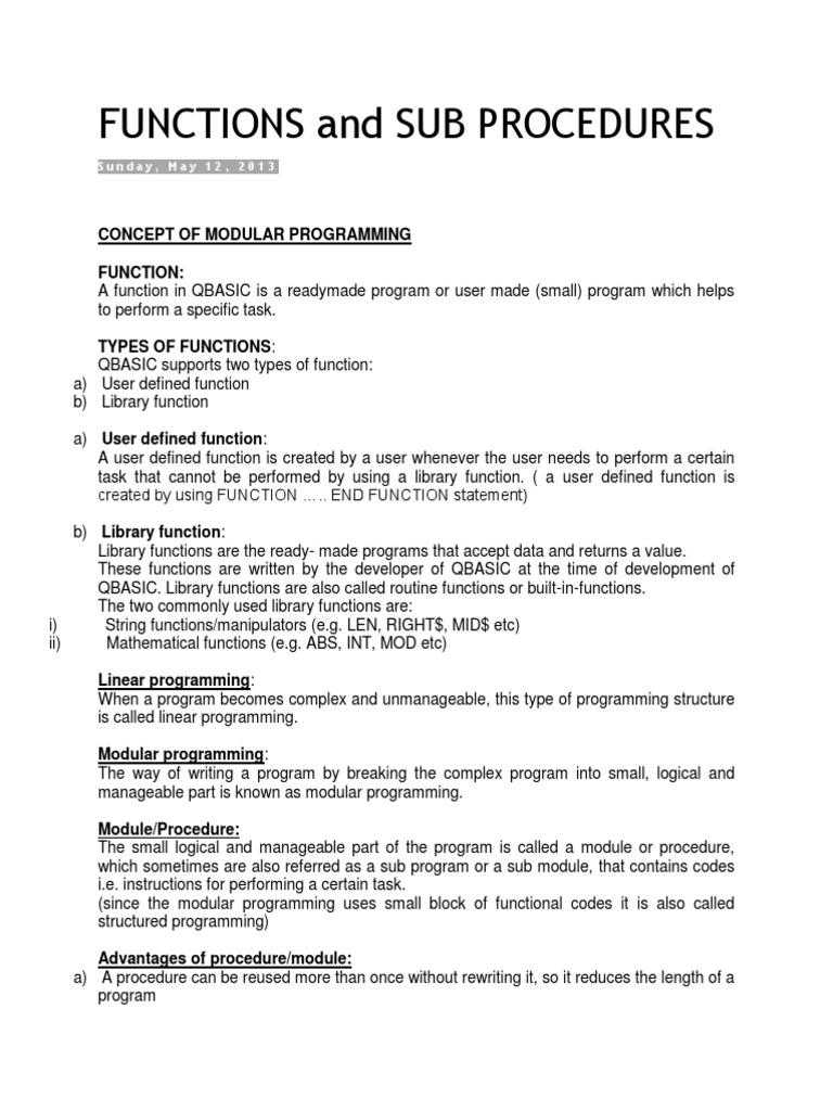 Qbasic | Download Free PDF | Subroutine | Parameter (Computer Programming) Qbasic | Download Free PDF | Subroutine | Parameter (Computer Programming)