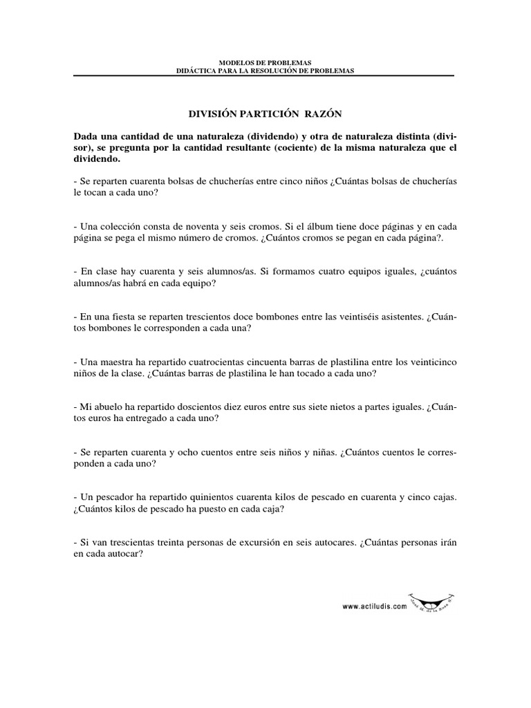 24 Problemas de Division Particion Razon1 | PDF