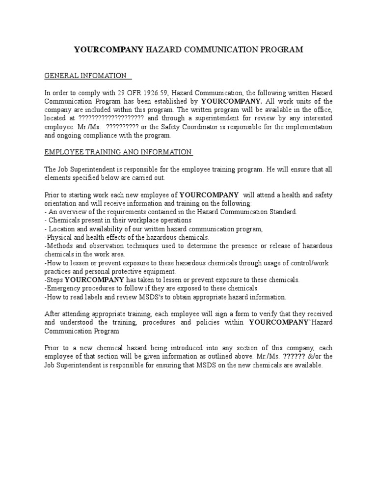Hazard Communication Program | PDF | Business