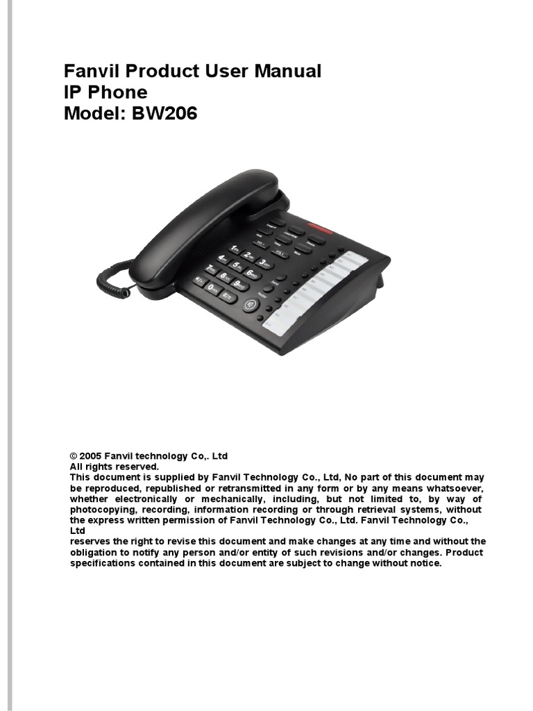 BW206 User Manual | PDF | Telephone | Session Initiation Protocol