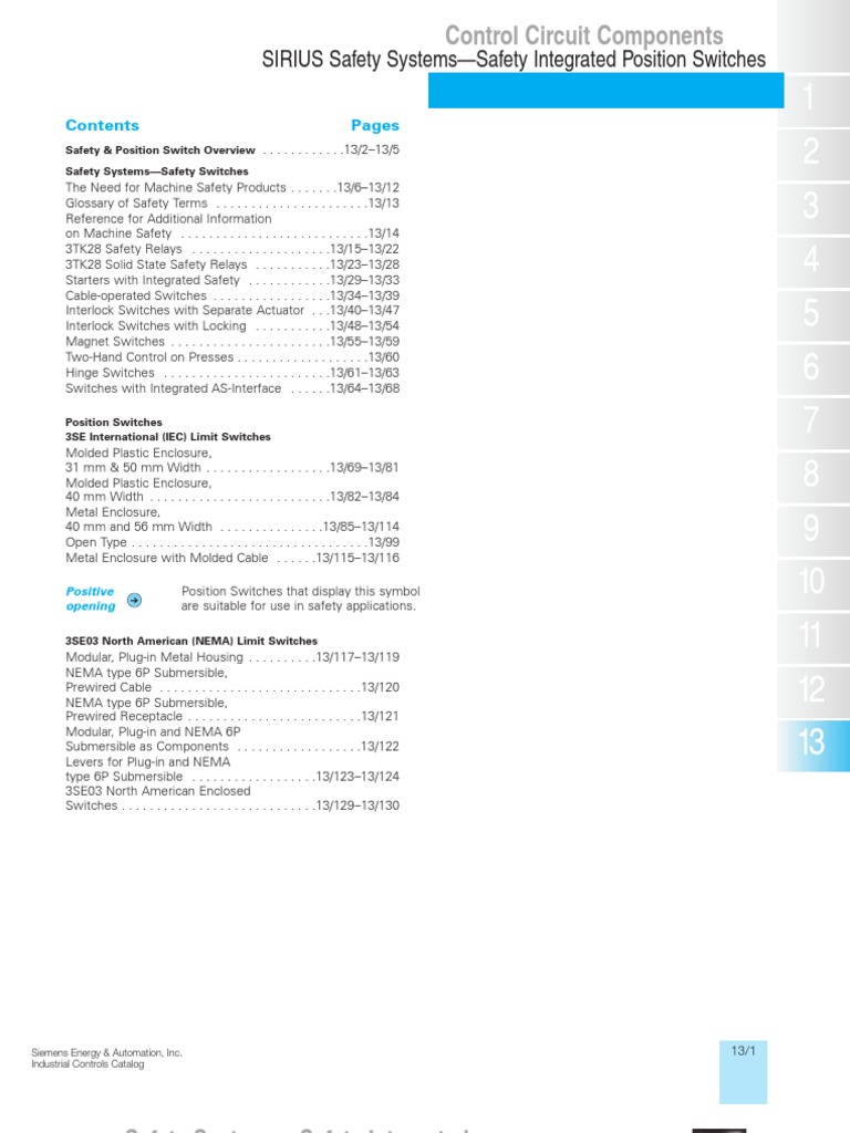 SIRIUS Safety Systems-Safety Integrated Position Switches | PDF | Relay | Automation