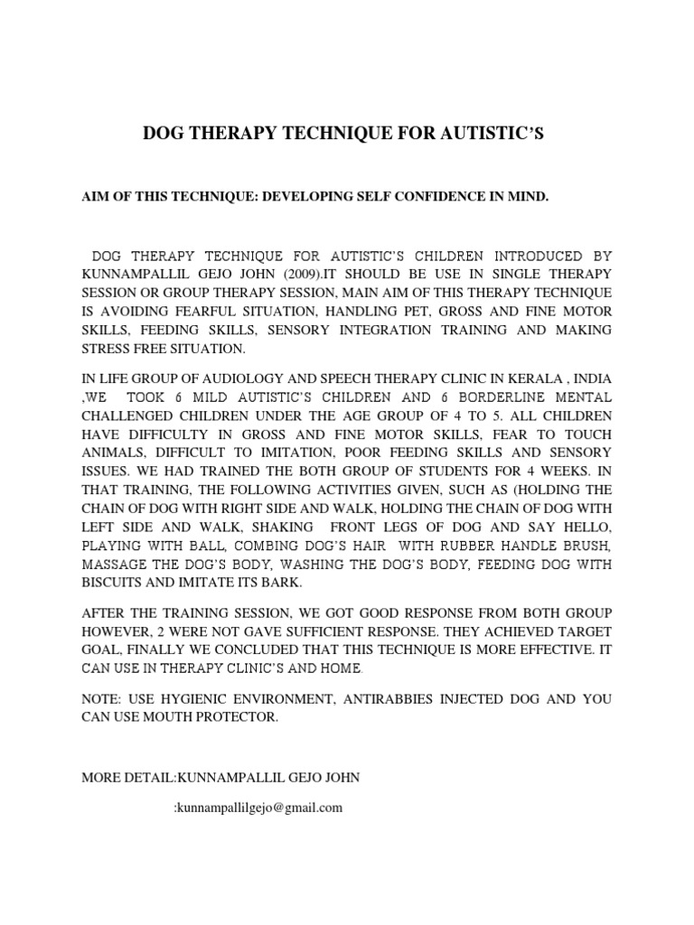 Dog Therapy for Autistic Children | PDF | Self-Improvement | Wellness