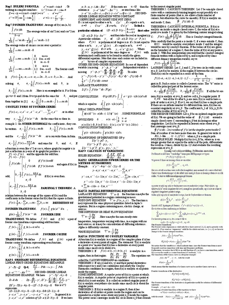 Cheat-Sheet - Boas Mathematical Methods in The Physical Sciences | PDF ...