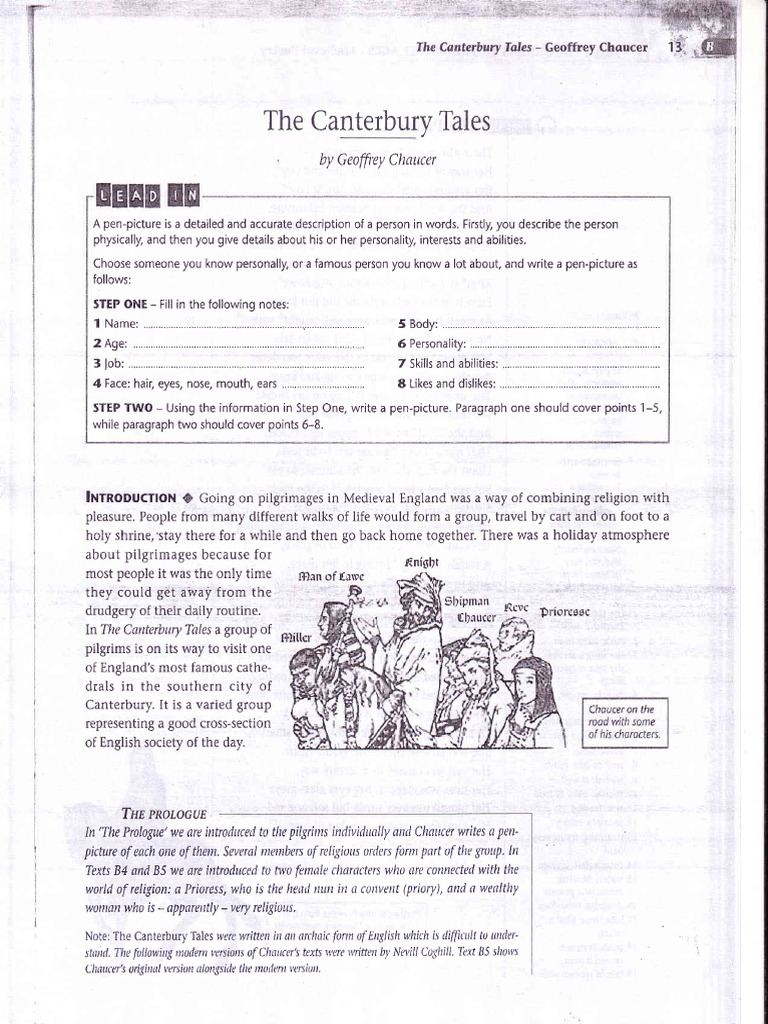 Seminar 3 - Canterbury Tales I | PDF | Geoffrey Chaucer | Poetry