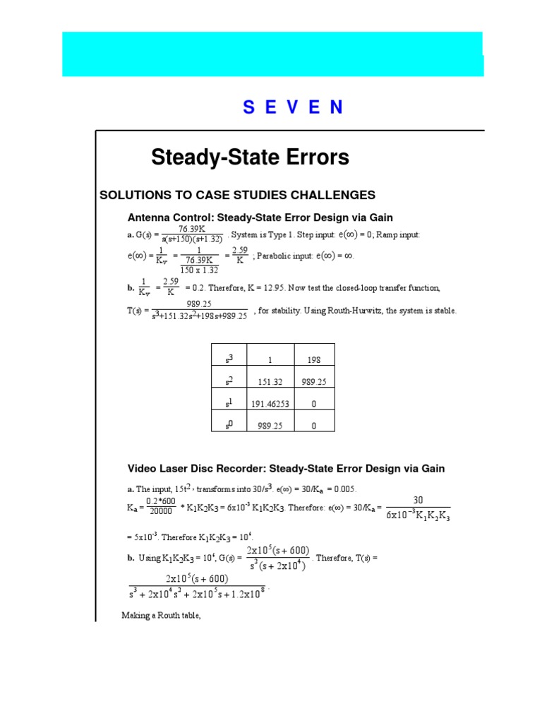 Steady State Errors | Mathematical Analysis | Mathematical Concepts