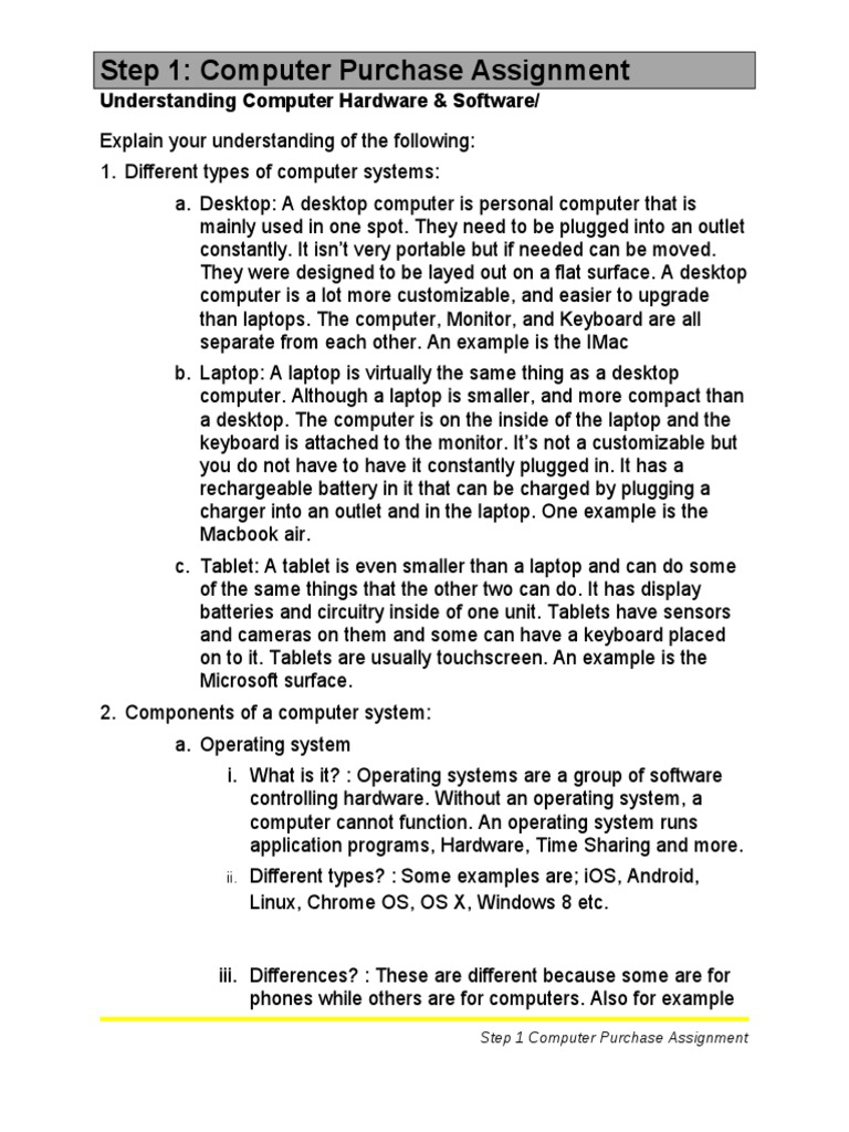 Computer Purchase Guide: Hardware & Software | PDF | Laptop | Desktop ...