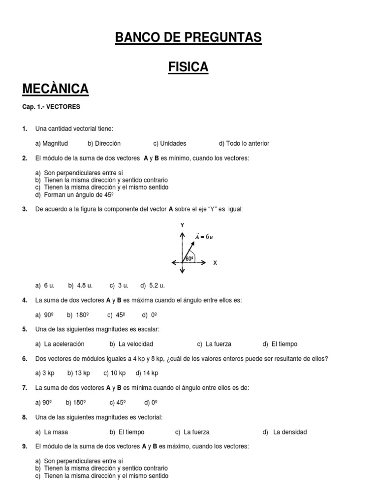 Banco de Preguntas. Fisica | PDF | Aceleración | Movimiento (física)